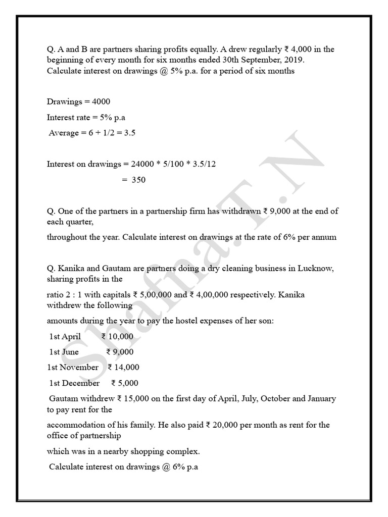 Basics of Partnership Questions 18th April 2025 | PDF | Interest | Business