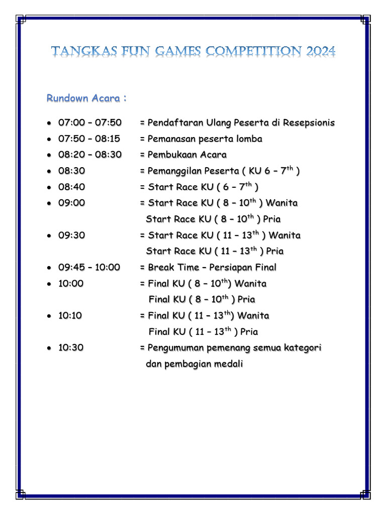 Rundown Acara & Peraturan Lomba | PDF