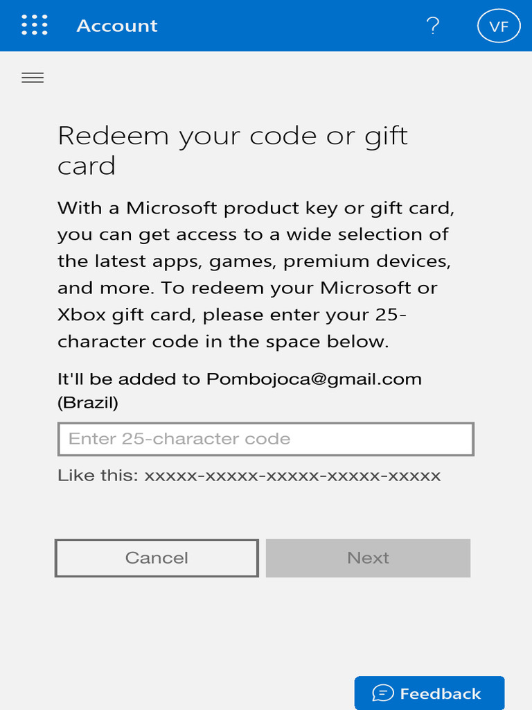 Microsoft Account Redeem Your Code or Gift Card | PDF