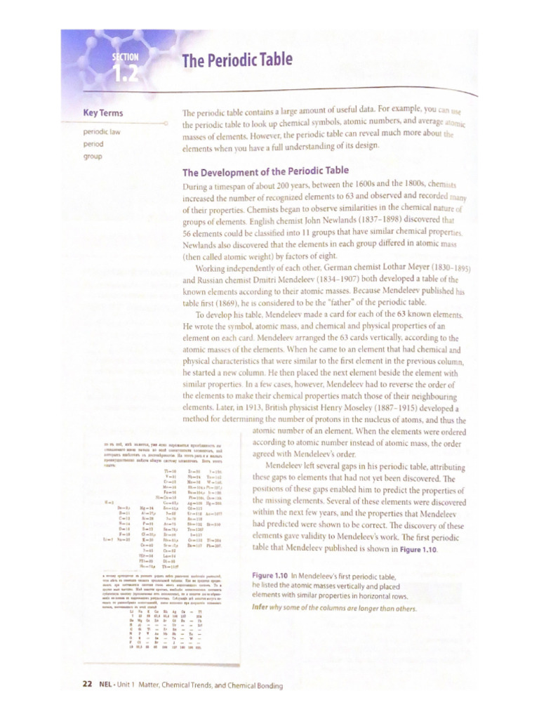 Textbook Section 1-2 The Periodic Table | PDF