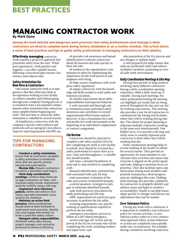 Managing Contractor Work 1742397121 | PDF | Safety | Risk