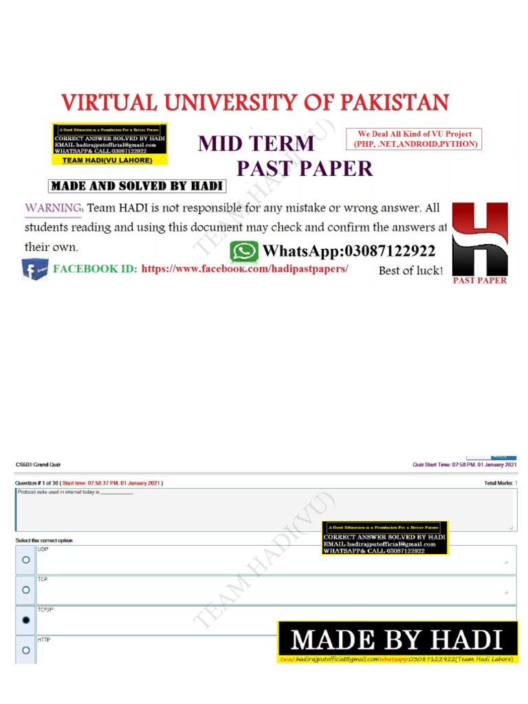 CS601 Midterm File 1 Solved by Team Hadi | PDF
