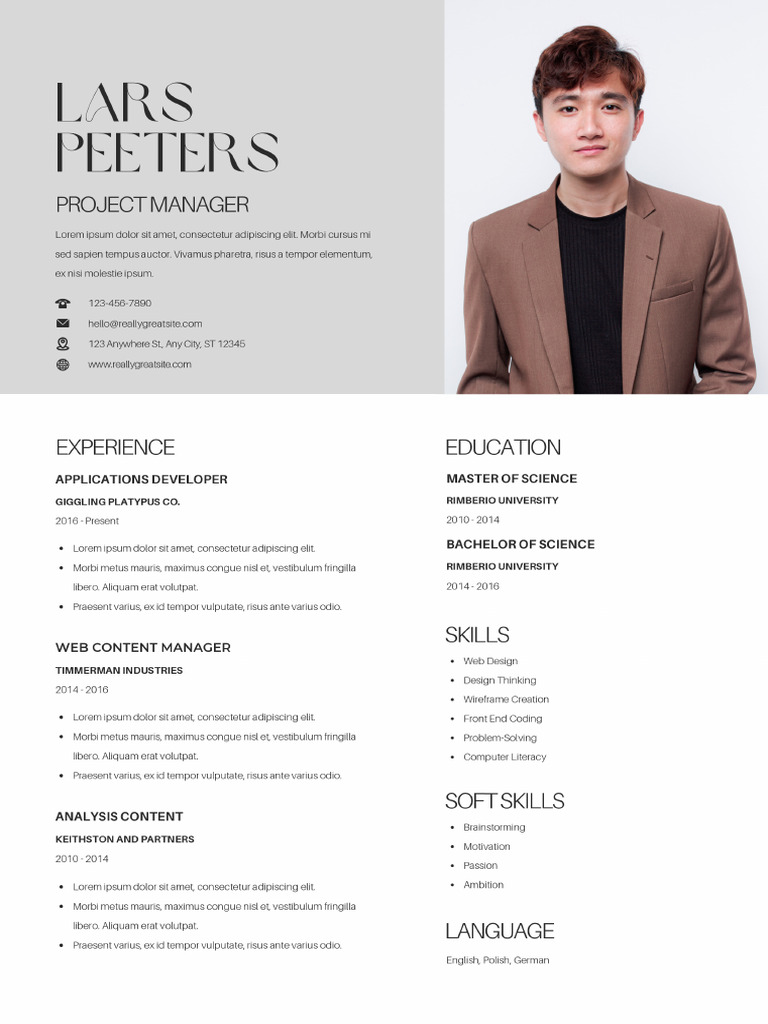 White Grey Simple Clean Minimalist Business Corporate CV Resume PDF | PDF