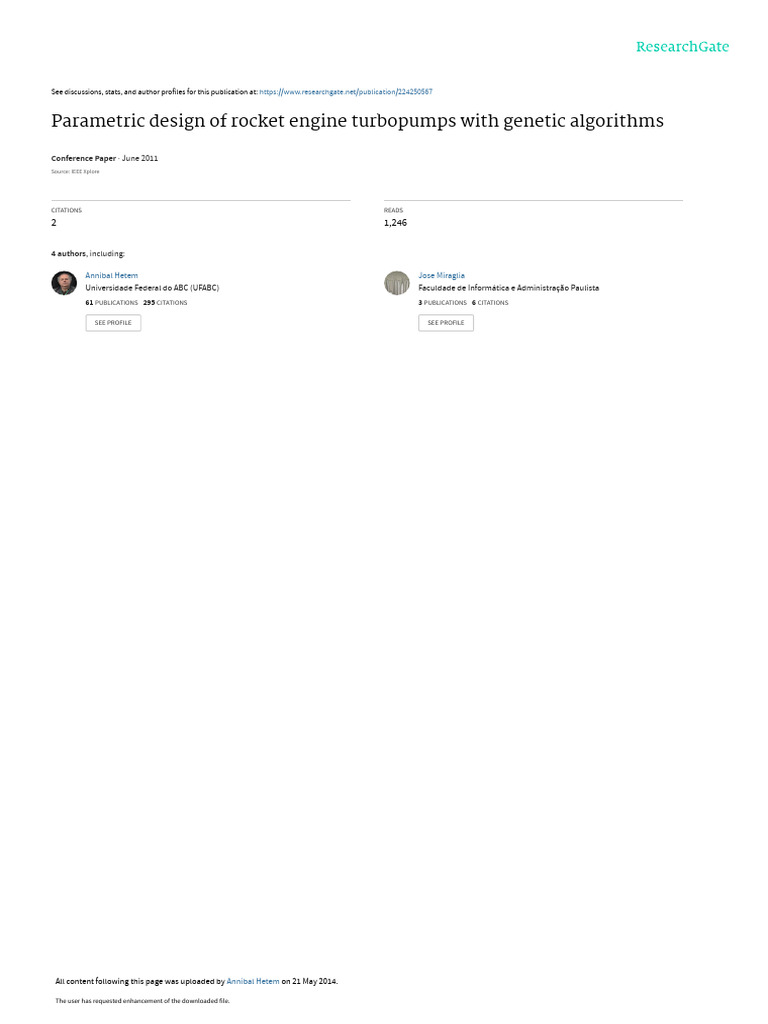 Parametric Design of Rocket Engine Turbopumps With Genetic Algorithms ...
