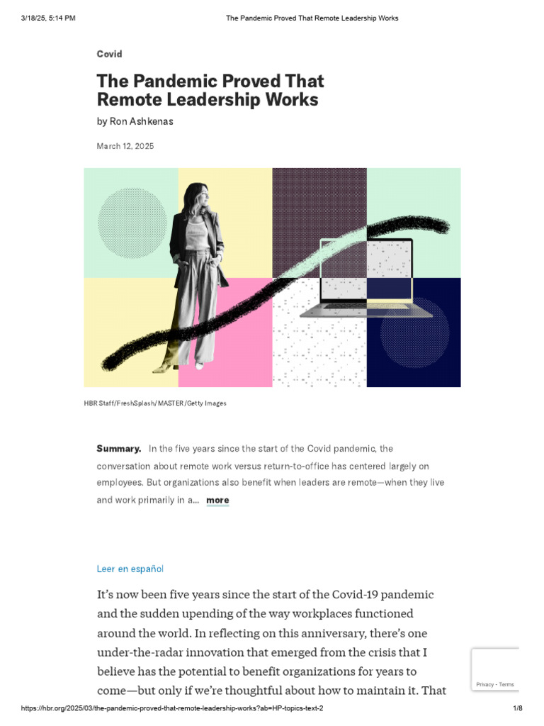 The Pandemic Proved That Remote Leadership Works HBR | PDF | Leadership ...