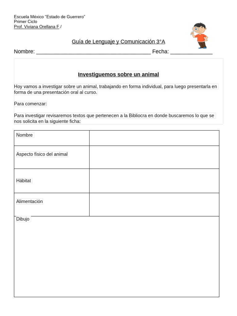 Investiguemos Sobre Un Animal | PDF