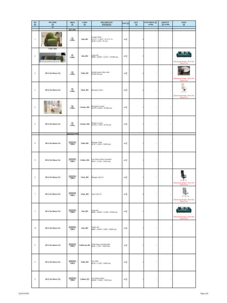 240816-Loose & Fitfur Boq-Quang Ngai Office - Co Dinh | PDF