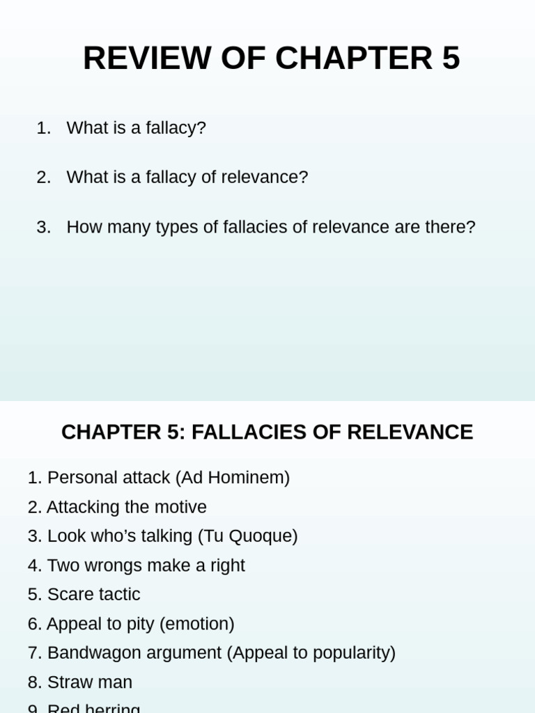 Chapter 6 - Fallacies of Insufficient Evidence (1) | PDF | Fallacy ...