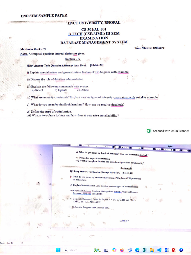 DBMS Previous Year | PDF