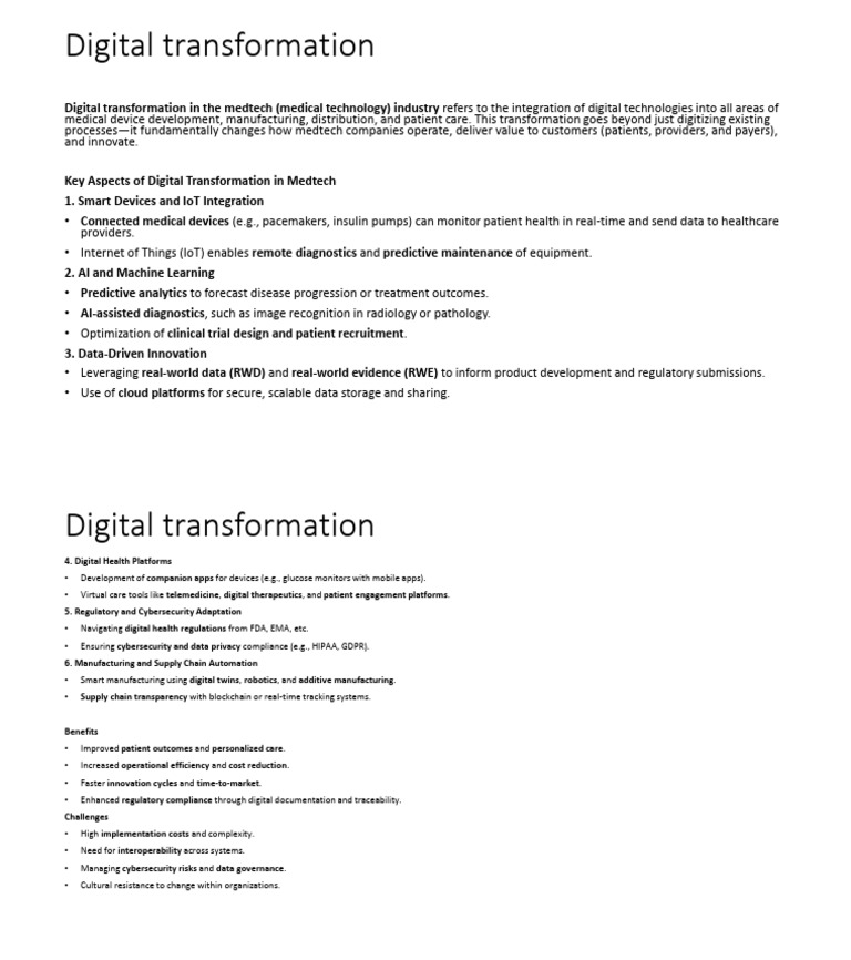 Digital Transformation in MedTech | PDF