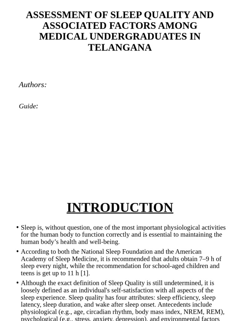 Sleep Quality Research project ppt (1) | PDF | Sleep | Sleep Disorder