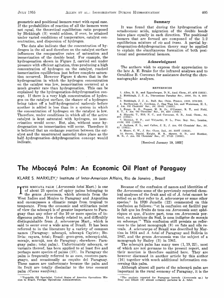 J Americ Oil Chem Soc - 1955 - Markley - The Mbocay Palm An Economic ...