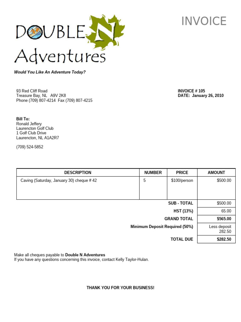 Jeffery Ronald Invoice 105 Mar29 | PDF