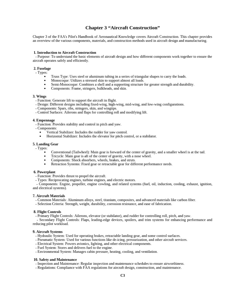 Chapter 3 "Aircraft Construction" | PDF | Flight Control Surfaces | Aircraft