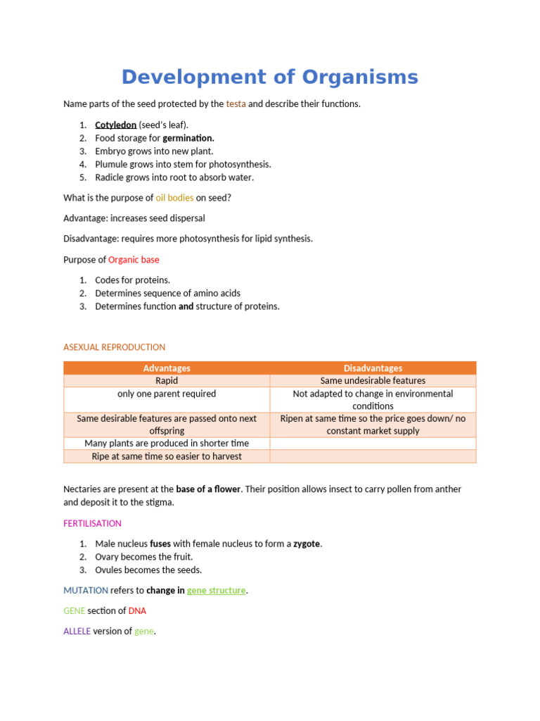 Development of Organisms | PDF | Seed | Gene