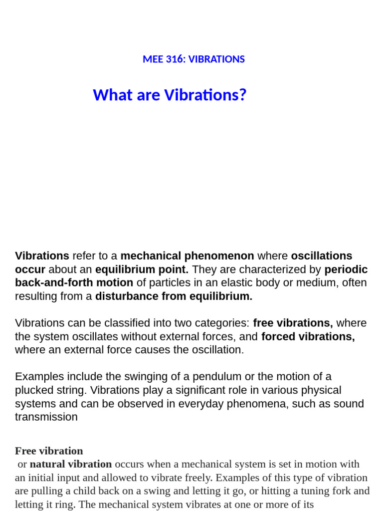 Introduction To Vibrations | PDF | Oscillation | Force