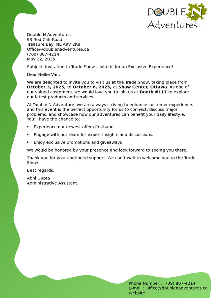 Invitation Double N Adventures TradeShow NellieVan | PDF | Business ...