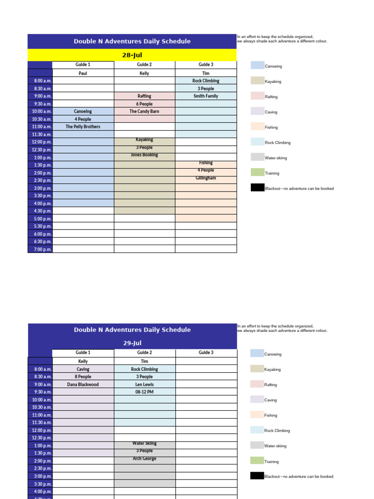 Double N Adventures Daily Schedule | PDF | Water Sports | Outdoor ...