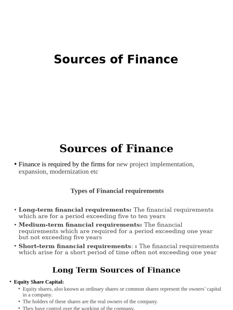 Sources of Long Term Finance | PDF | Loans | Lease