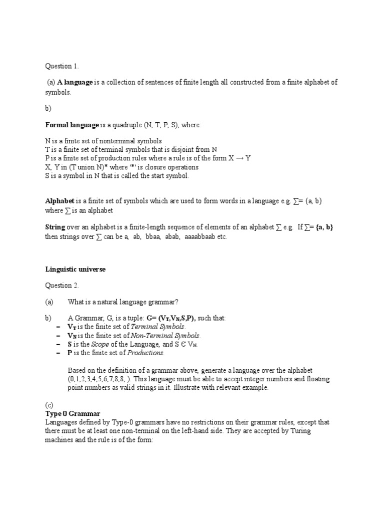 Assign 1 | PDF | Formalism (Deductive) | Language Mechanics