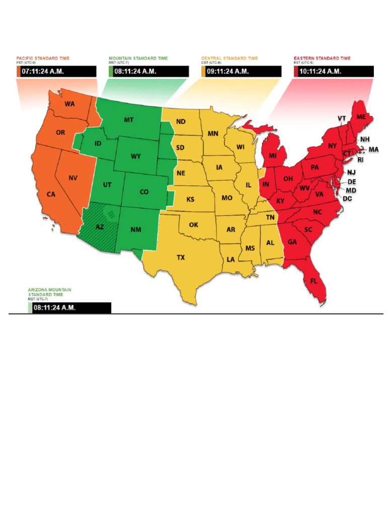 Time Zone Map Standard Time | PDF