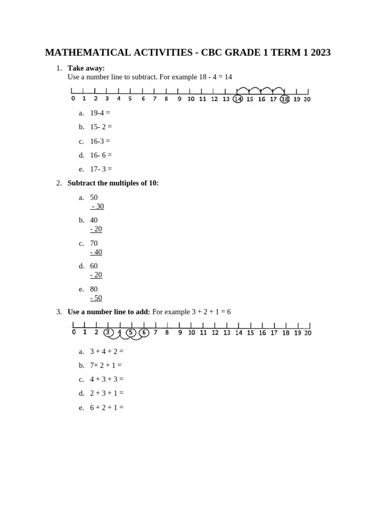 Grade 1 Math Activities Term 1 2023 | PDF