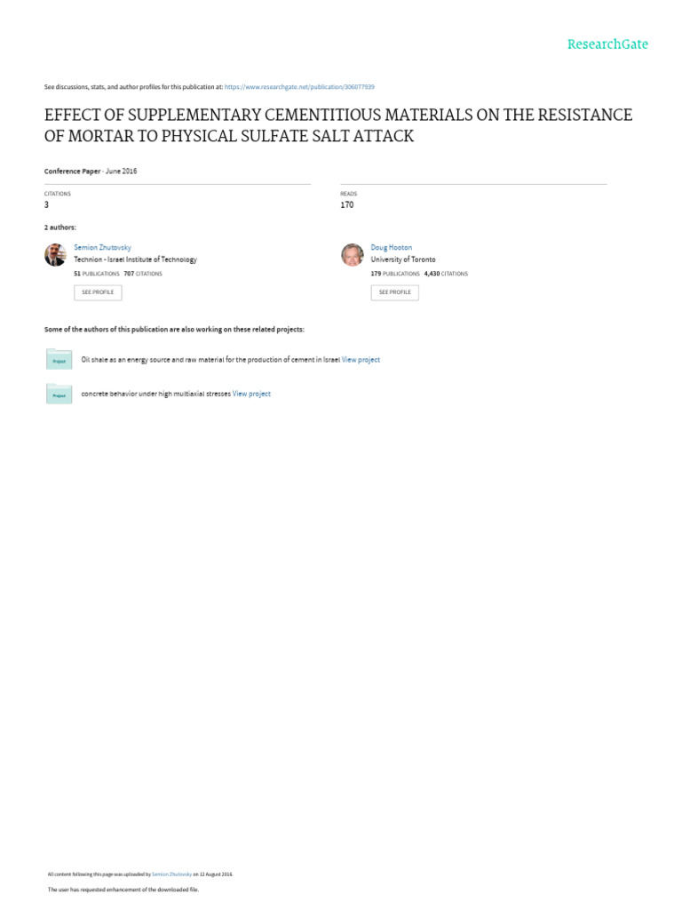 Effect of Supplementary Cementitious Materials On The Resistance of ...