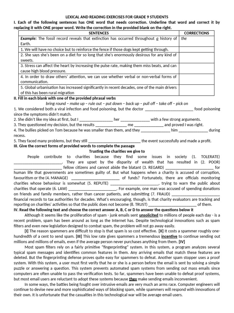 Lexical and Reading Exercises | PDF | Email Spam | Spamming
