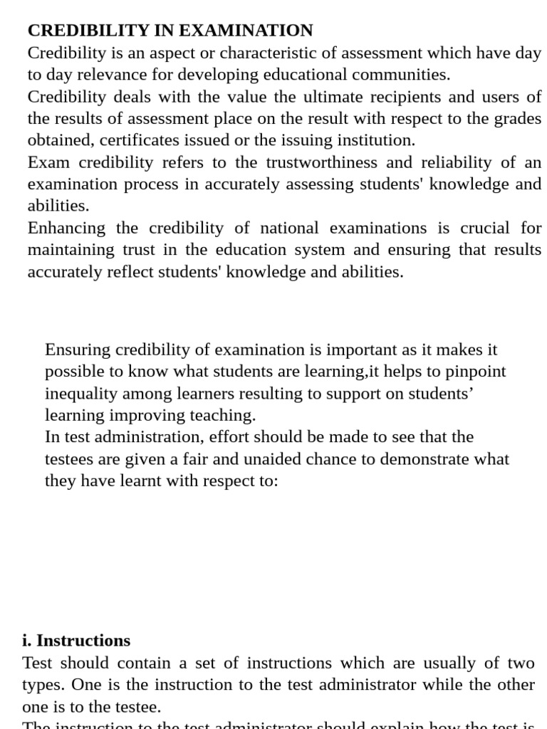 Enhancing Examination Credibility | PDF | Credibility | Educational ...