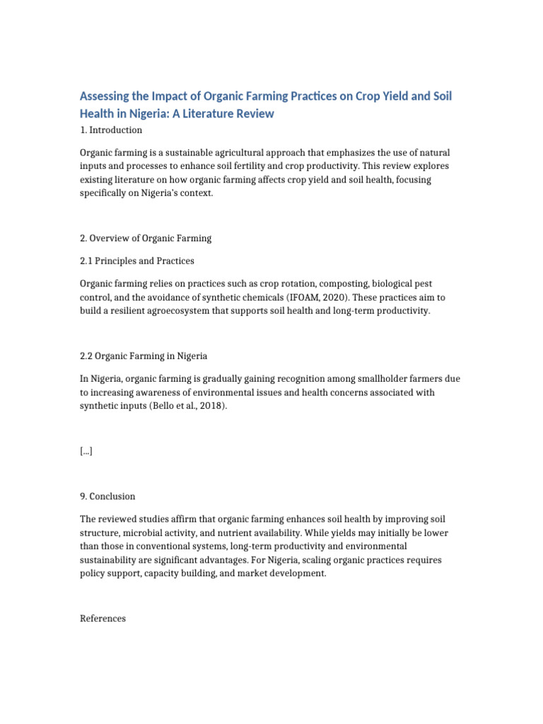 Organic Farming Literature Review | PDF
