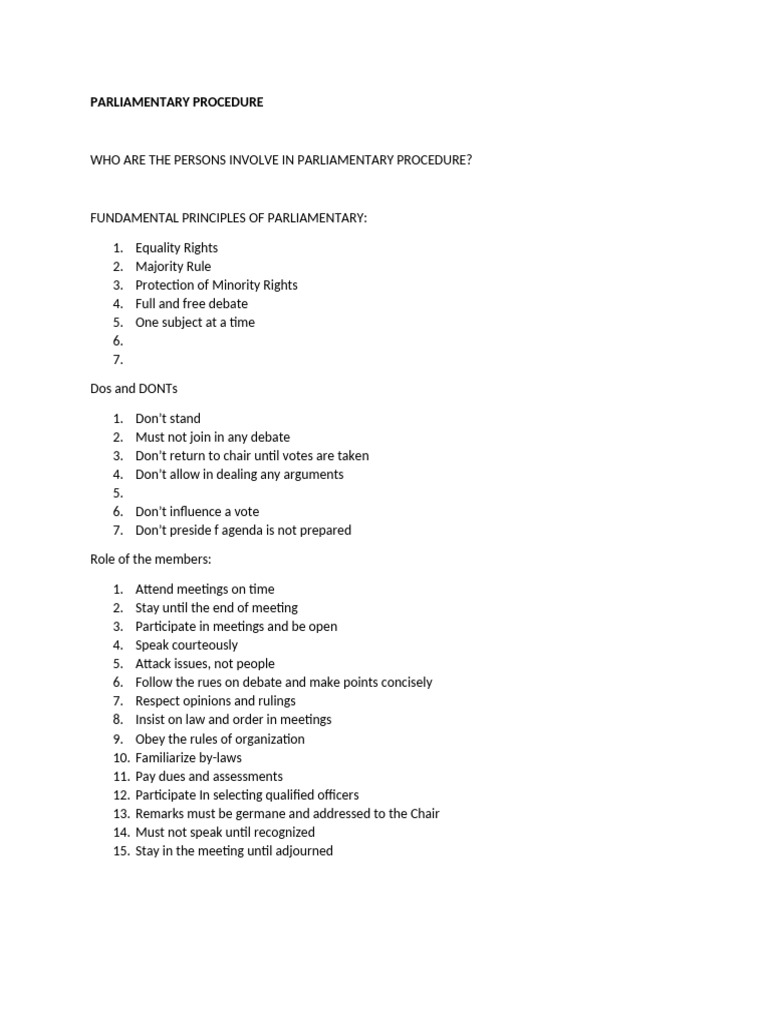 Understanding Parliamentary Procedure Basics | PDF | Parliamentary ...