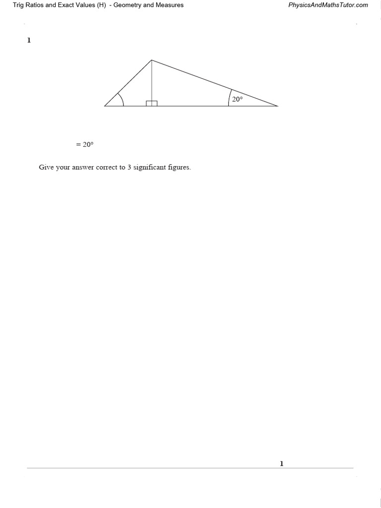 Trig Ratios and Exact Values (H) QP | PDF | Area | Trigonometry