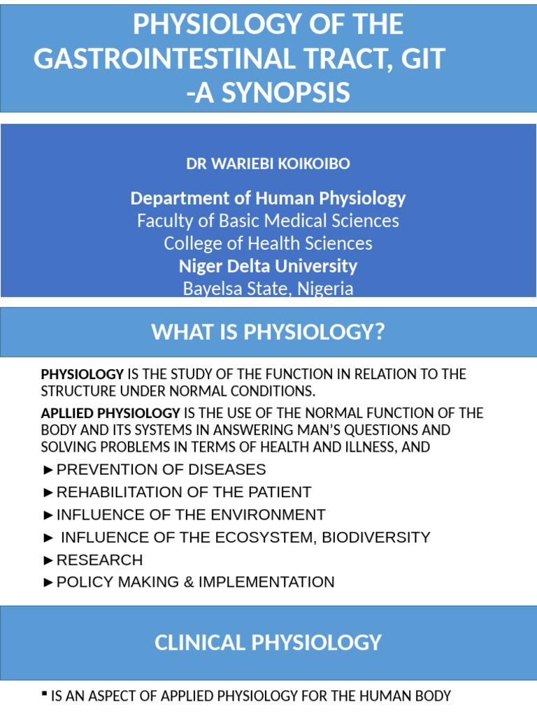 Physiology of The Gastrointestinal Tract, Git | PDF | Digestion | Bile