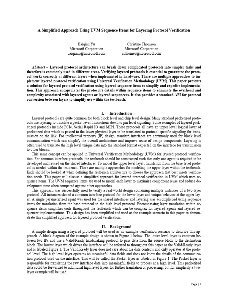 A Simplified Approach Using Uvm Sequence Items For Layering Protocol Verification | PDF ...