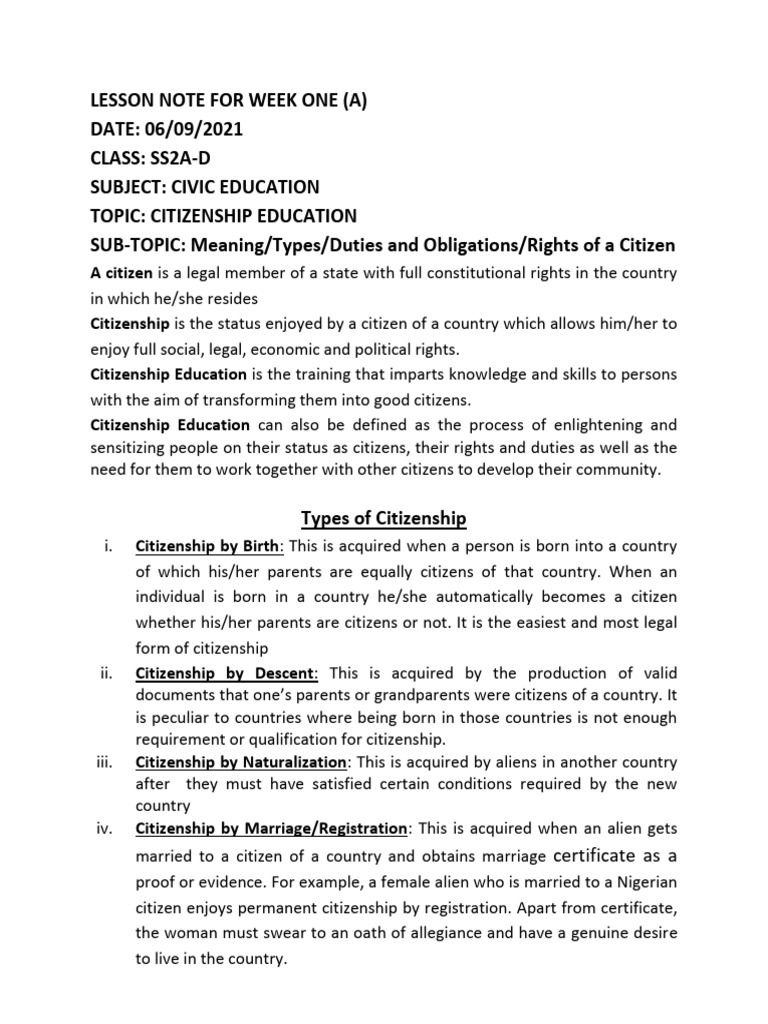 Civic Edu SS2 First Term Note PDF | PDF | Human Trafficking | Unemployment