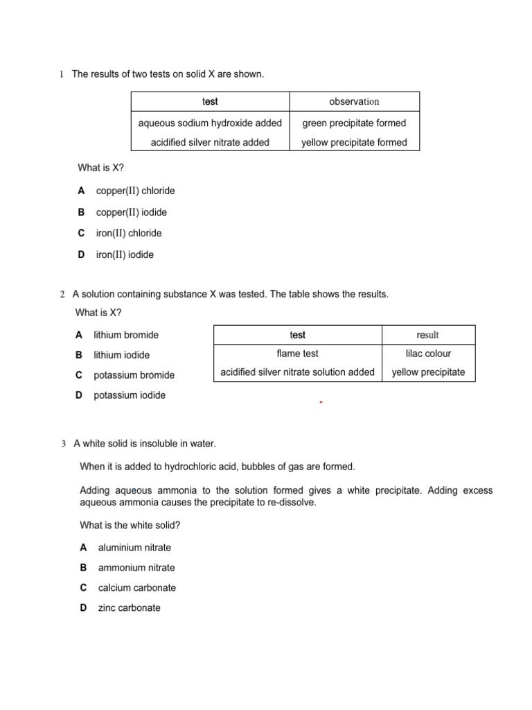 2-Identification of Ions & Gases | PDF | Hydroxide | Ammonium