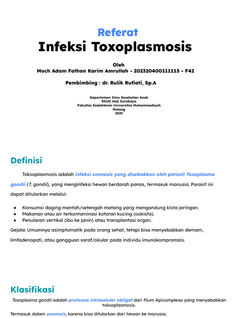 Referat Infeksi Toxoplasmosis - Moch Adam Fathan Karim Amrullah ...