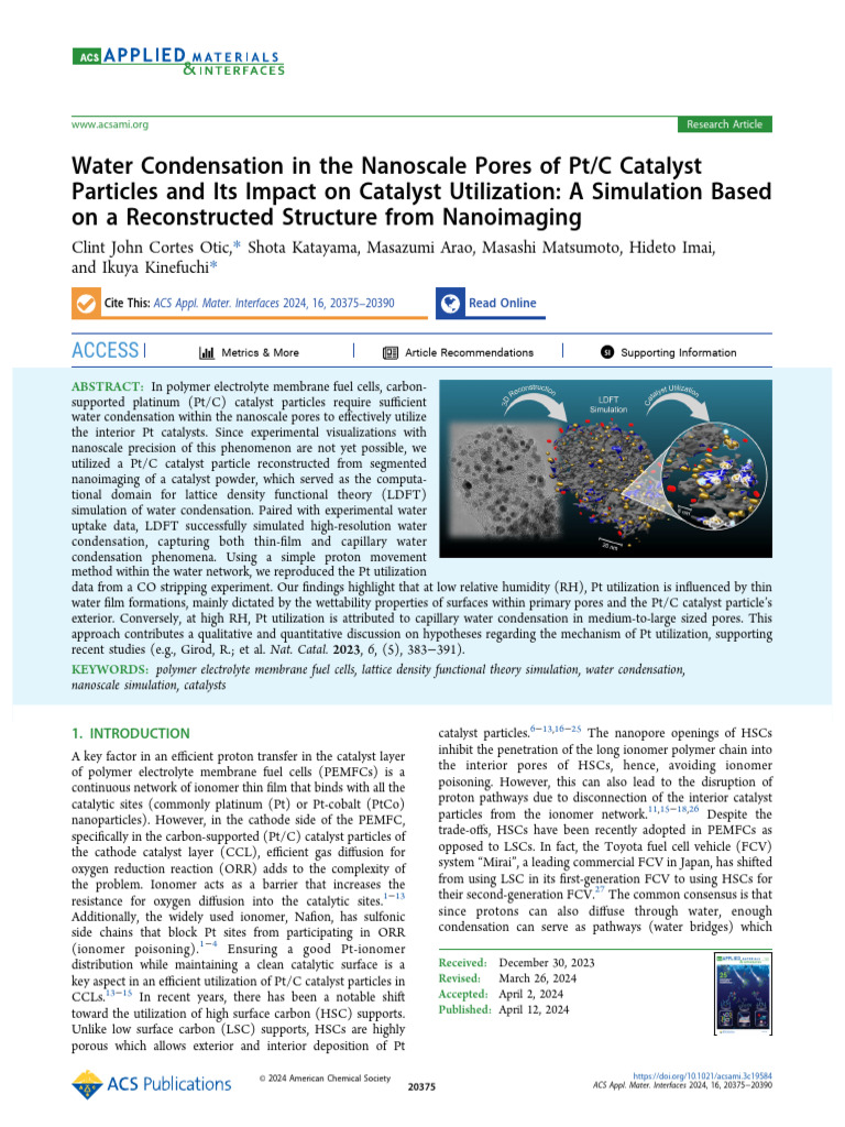 Otic Et Al 2024 Water Condensation in The Nanoscale Pores of PT C ...