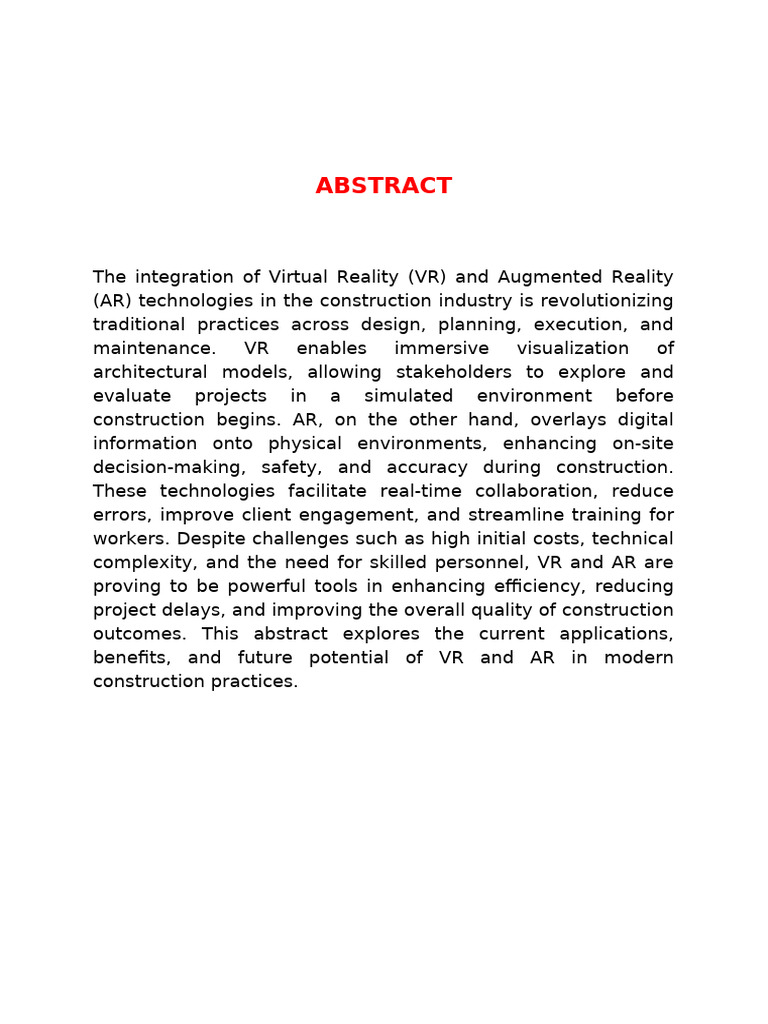 ABSTRACT AR and VR | PDF