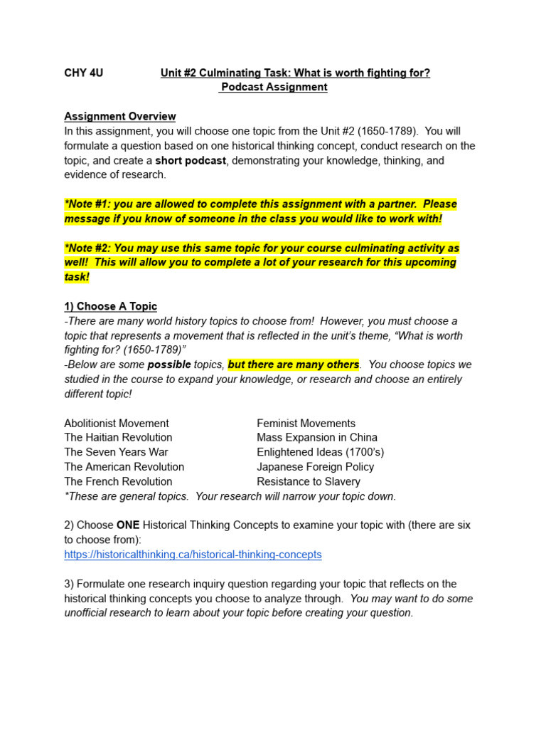 Unit #2 4UE Culminating Task - Podcast | PDF | Thought | Learning