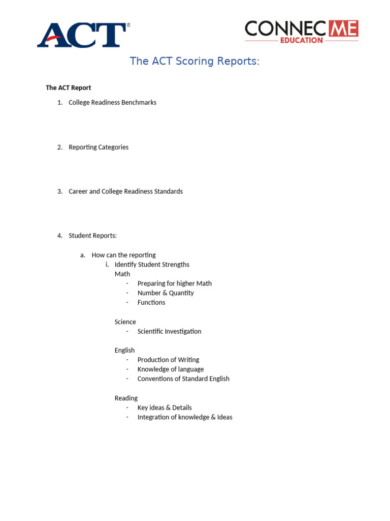 ACT Scoring Reports Note Catcher Day 3 | PDF | Mathematics
