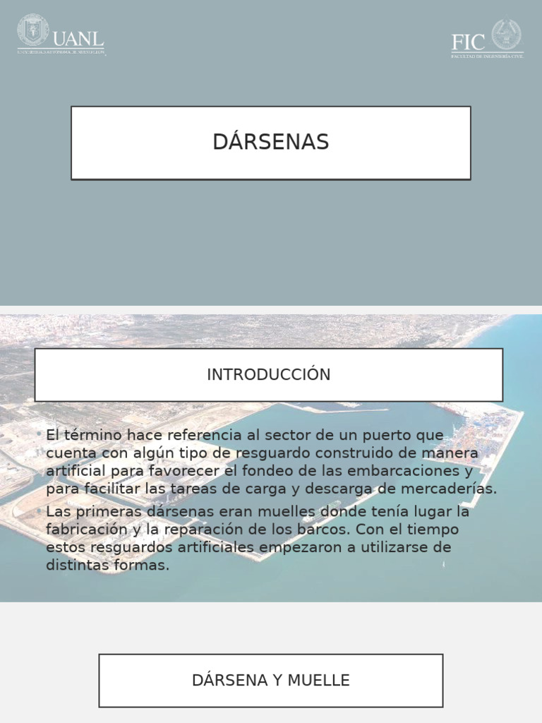 Tipos y Funciones de Dársenas Portuarias | PDF | Puerto | Dique