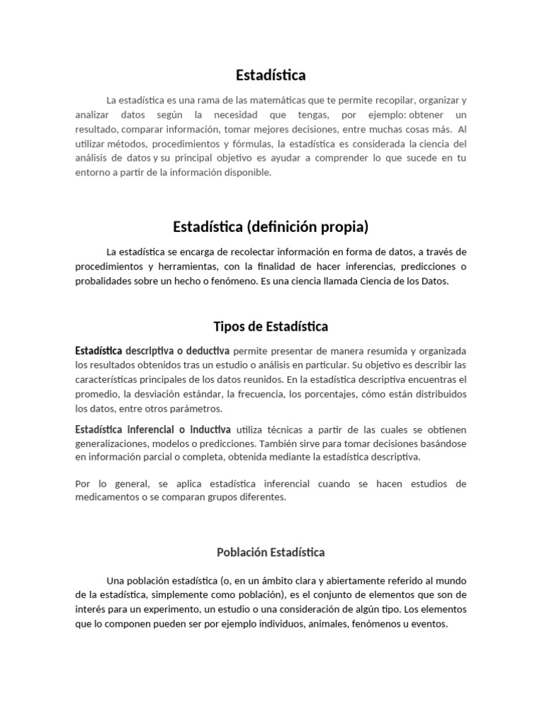 Introducción a la Estadística y Tipos | PDF | Estadísticas | Datos