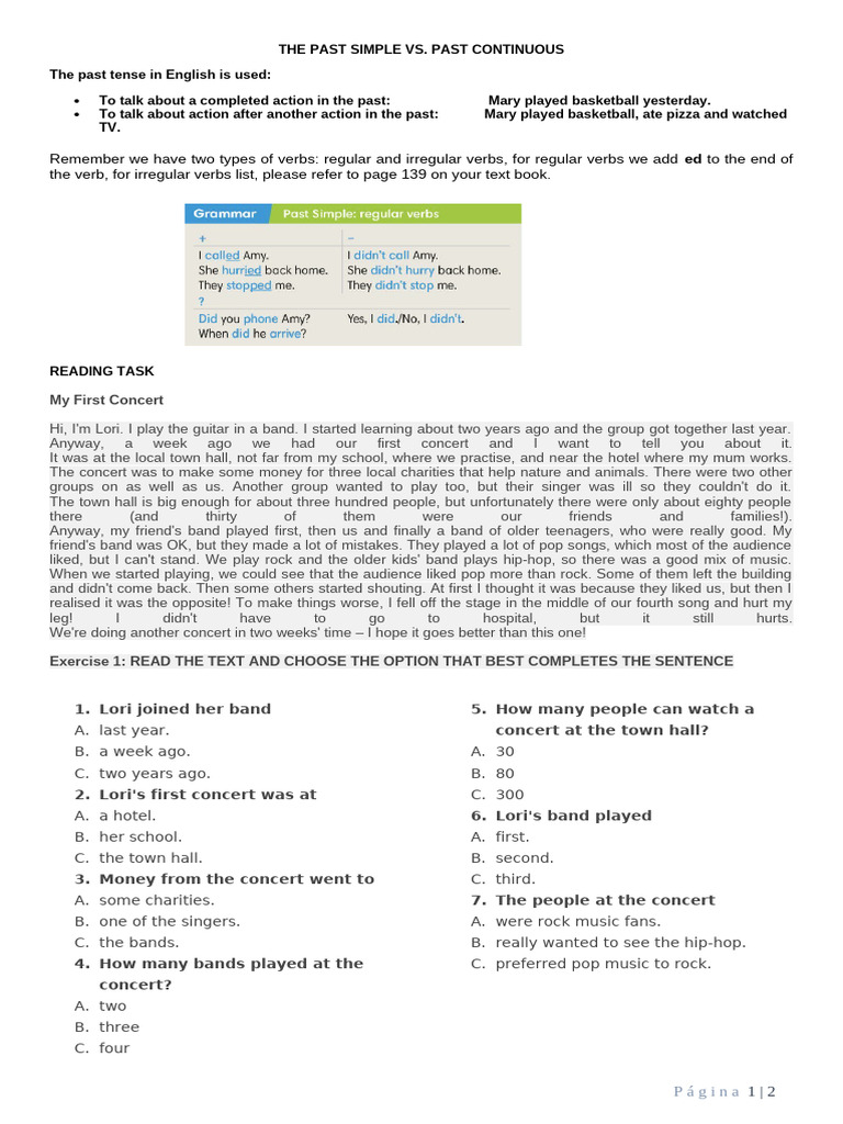 Past Simple vs. Past Continuous Guide | PDF | Linguistic Morphology ...