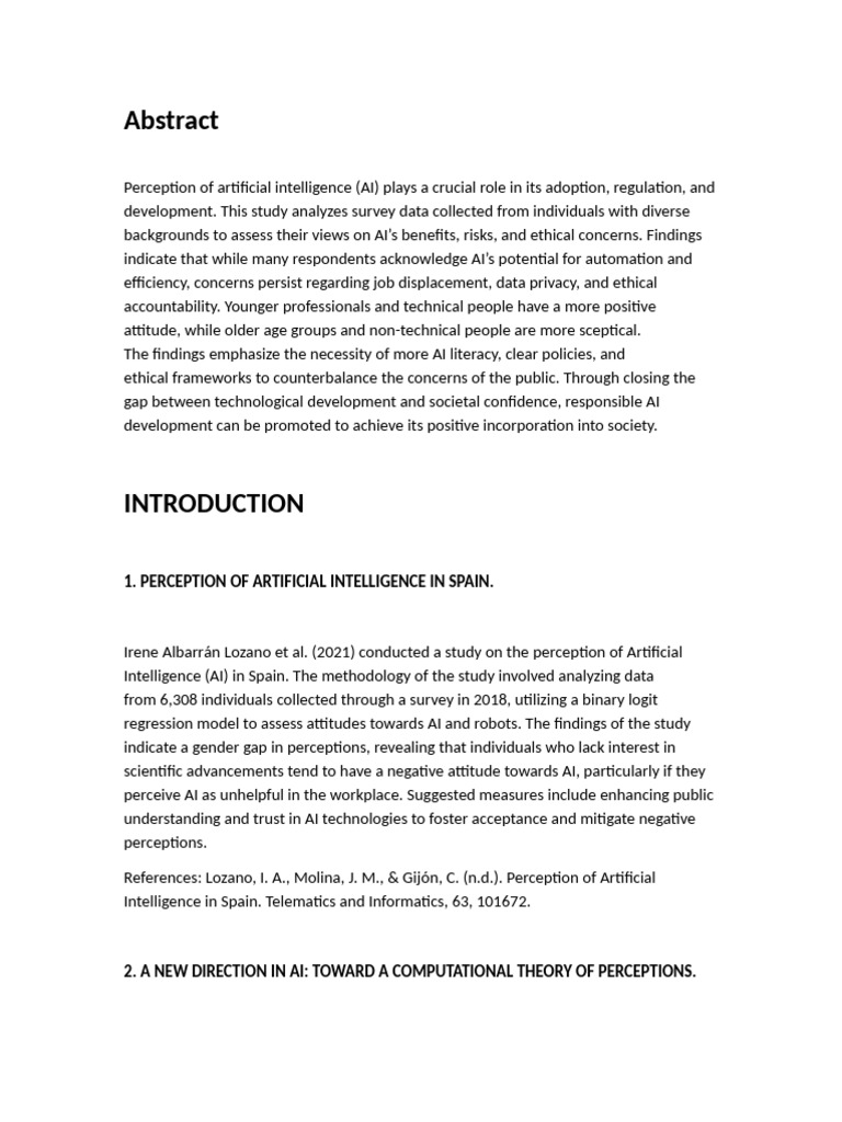 Perception of Artificial Intelligence | PDF | Artificial Intelligence ...