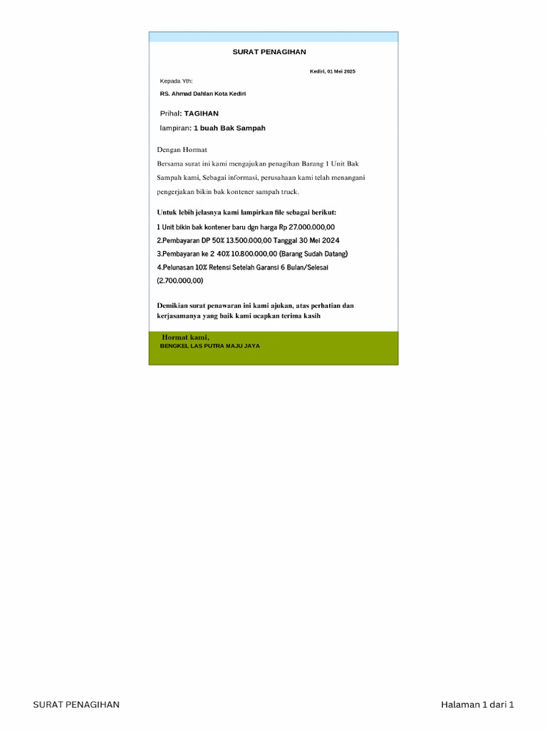 Surat Penagihan - 20250501 - 175151 - 0000 | PDF