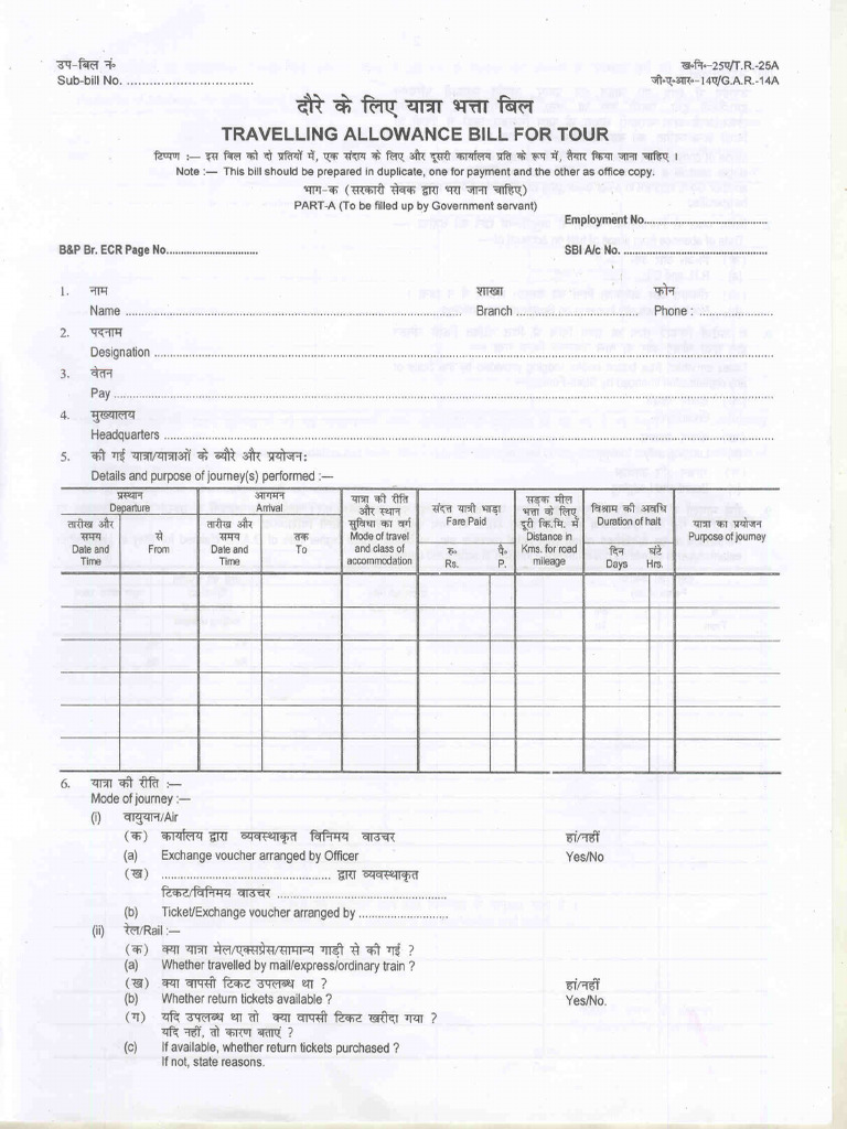 TA Bill format | PDF