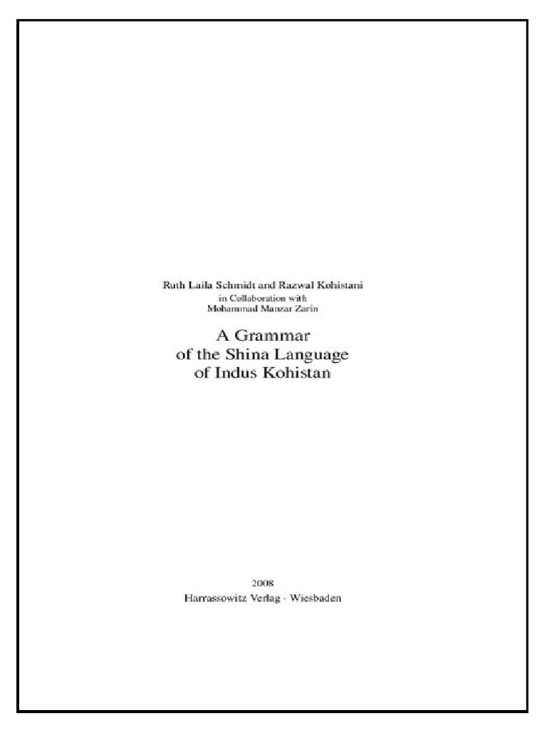 A Grammar Of The Shina Language Of Indus Kohistan Ruth Laila Schmidt ...