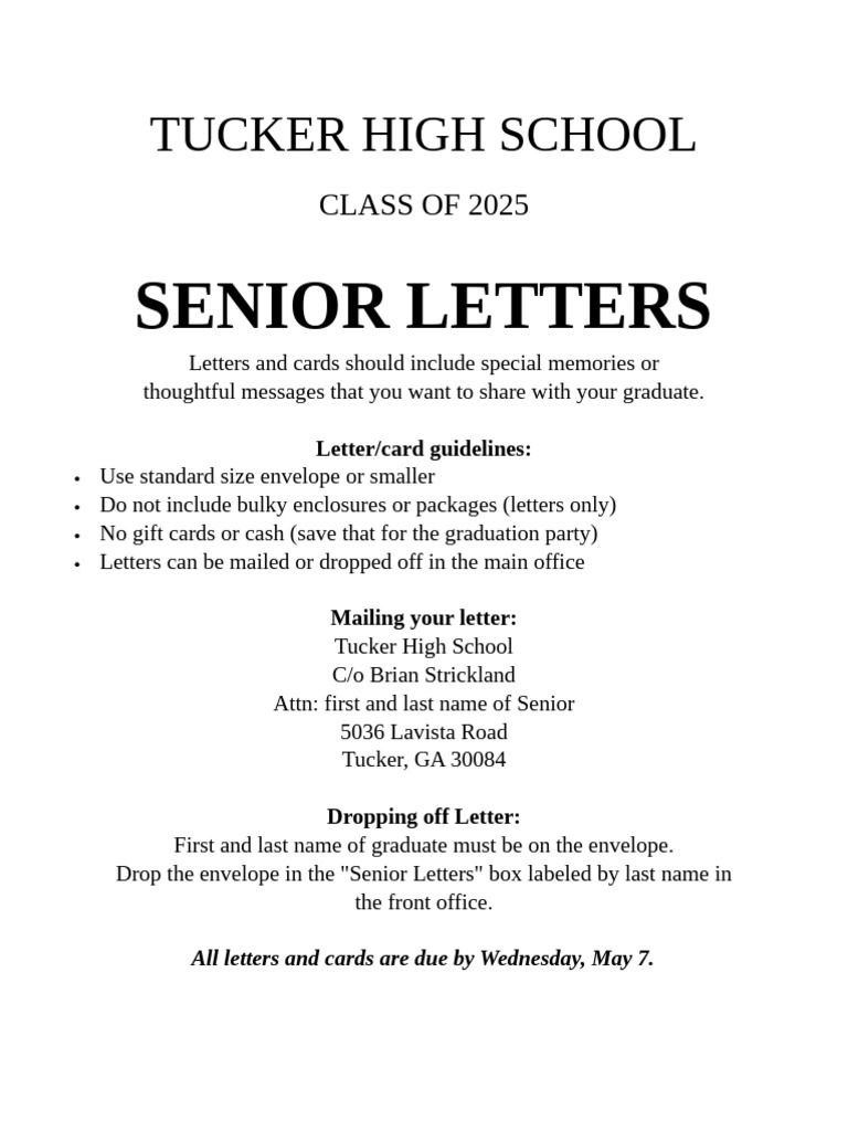 Class of 2025 Senior Letters flier 2 | PDF