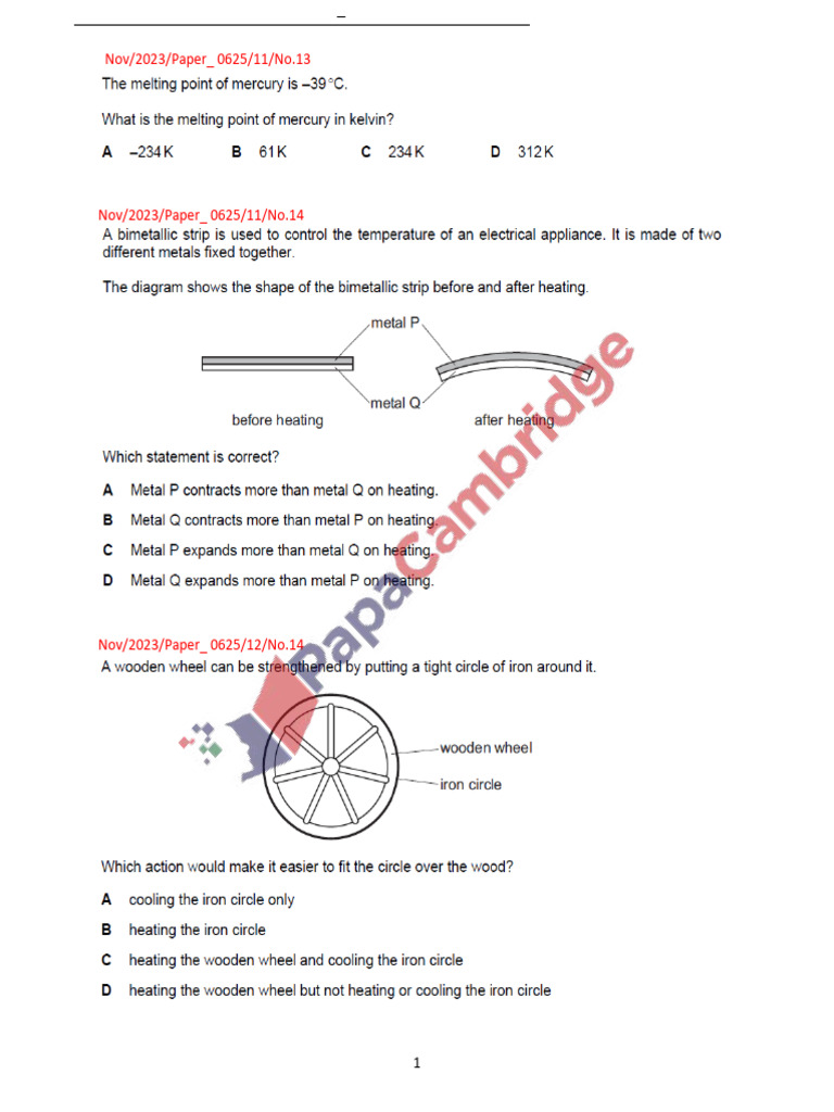 2023 Thermal Properties and Temperature P Igcse Physics 0625 | PDF